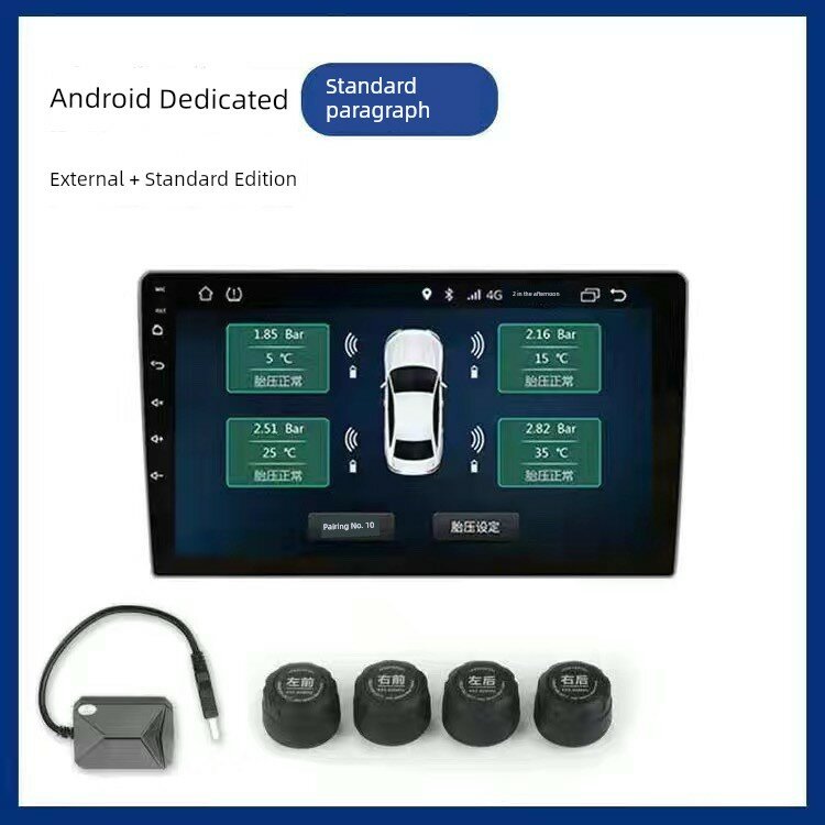 Автомобильный мониторинг давления в шинах TPMS с OBD стандартной версии, реальными голосовыми оповещениями, внешним
