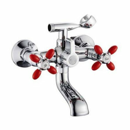 Смеситель для ванны Potato Хром двухвентильный короткий излив монтаж на борт ванны