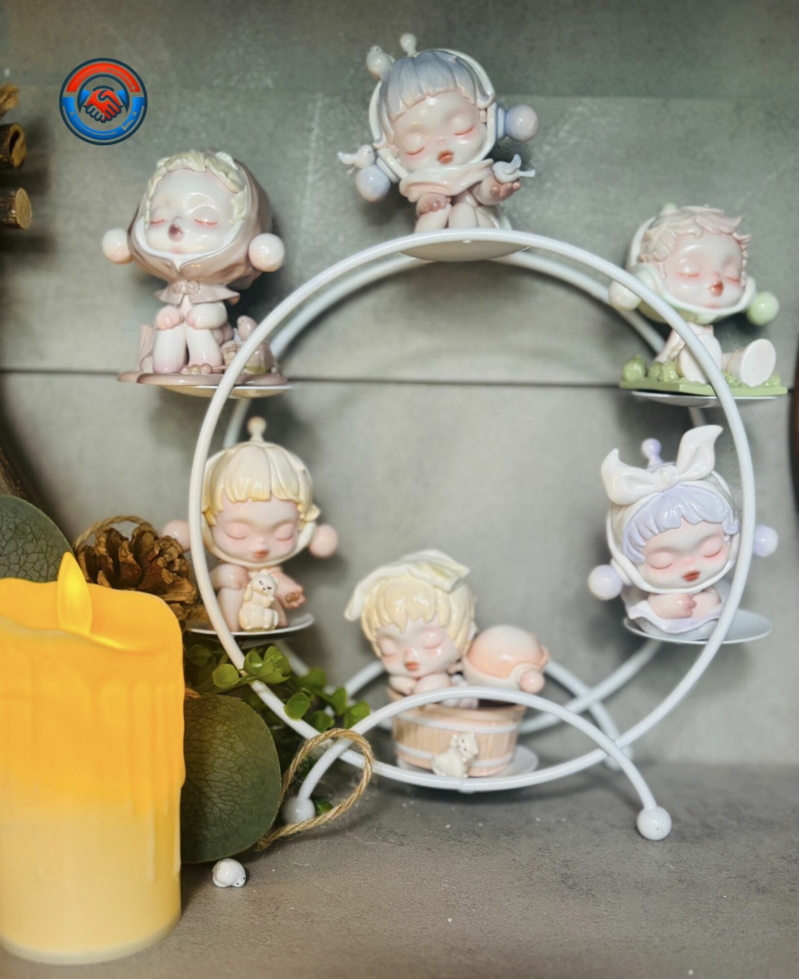 Полка для фигурок и коллекций, деревянная многоуровневая подставка-лестница для колеса обозрения, эстетичное хранение, фото-зона, украшение интерьера