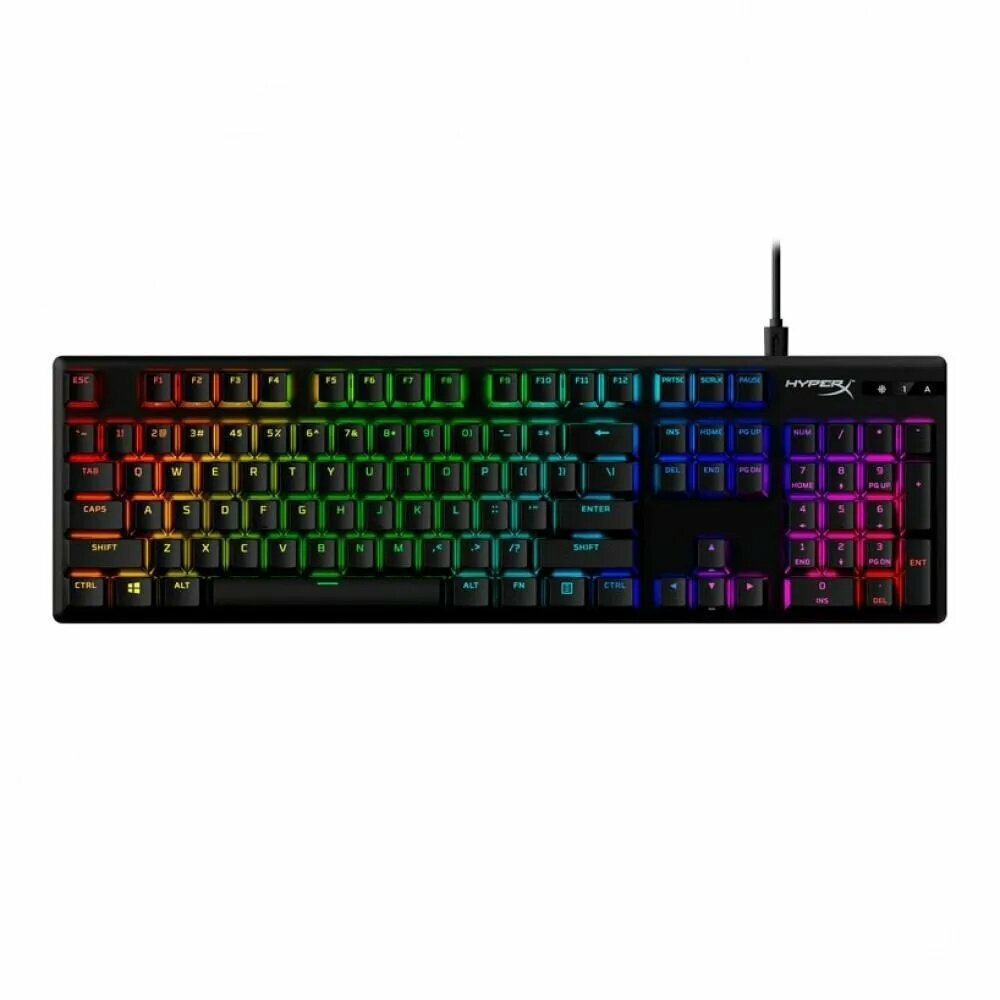 Игровая клавиатура проводная Alloy Origins PBT с гравировкой, (HyperX Blue), Русская раскладка, черный