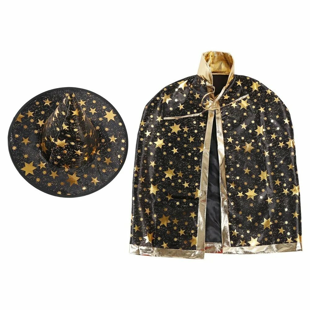 Asblyjos-костюмы на Хэллоуин, плащ ведьмы и волшебника со шляпой для детей, мальчиков и девочек, чёрный