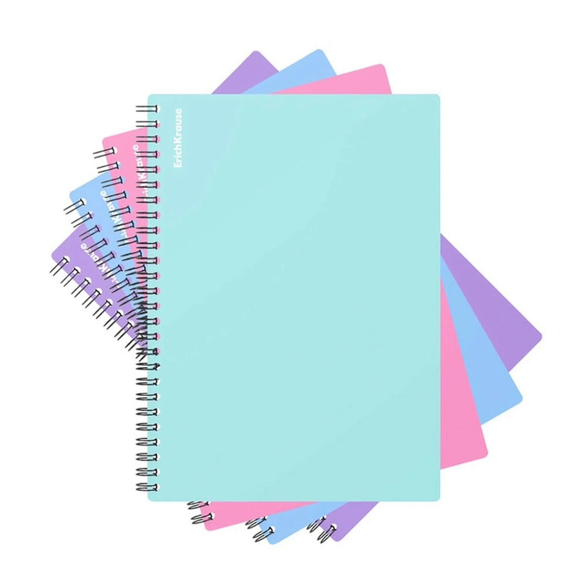 Тетрадь общая с пластиковой обложкой на спирали ErichKrause Pastel, ассорти, А5, 80 листов, клетка