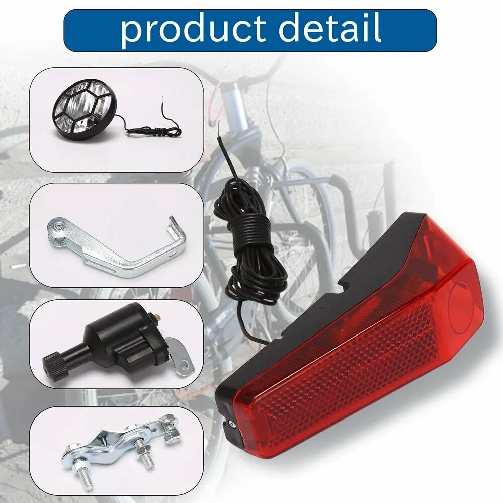 Моторизованный велосипедный динамо-генератор с фрикционным генератором, задний фонарь с аксессуарами