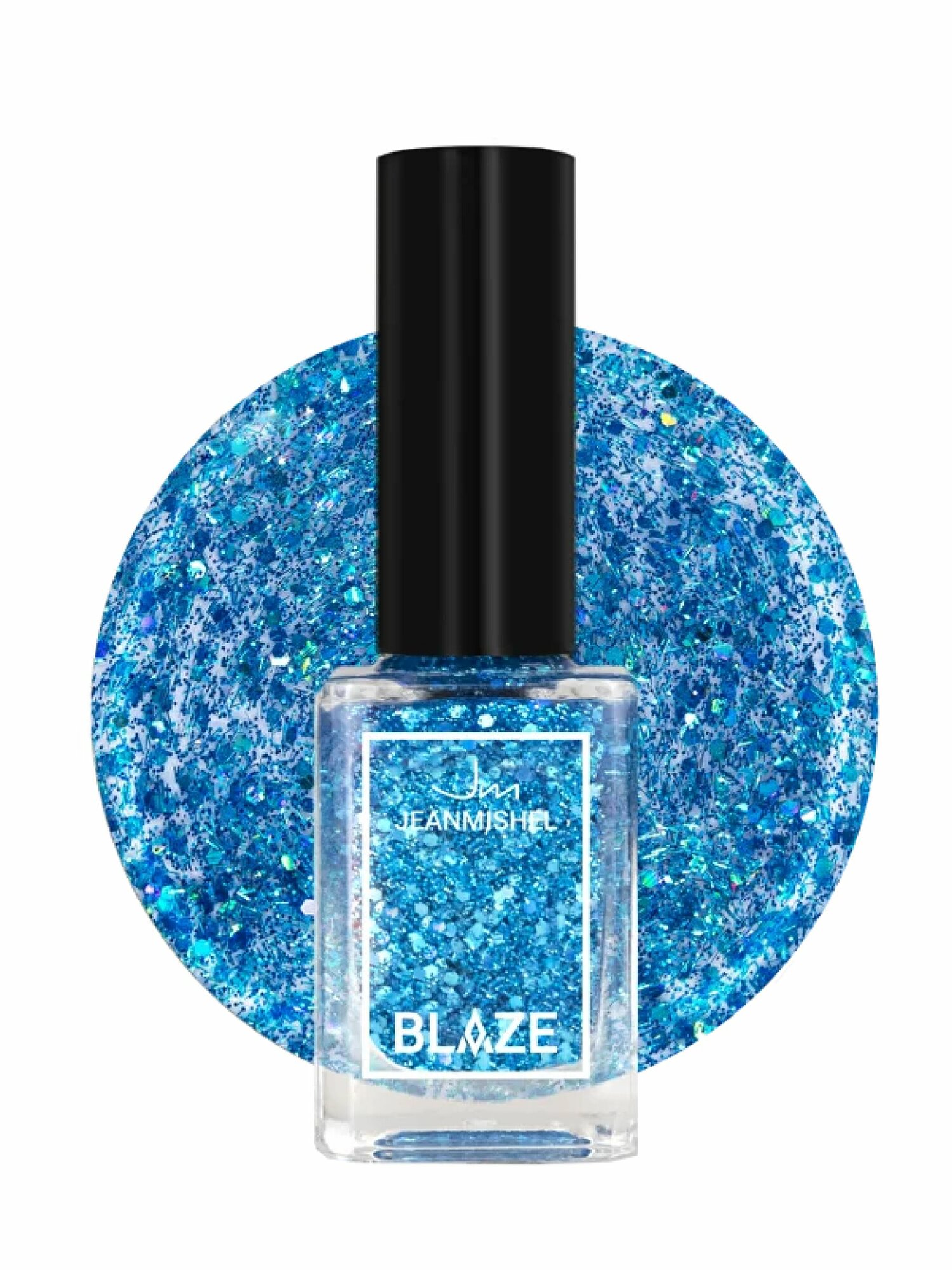 Лак для ногтей JeanMishel тон № 411 с блестками, блестки синие 12мл