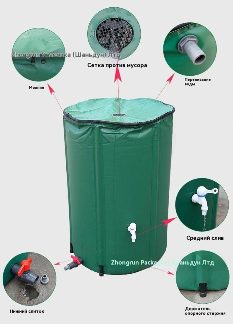 Садовый резервуар, Большая складная PVC бочка для воды, сбор дождя, Подходит для дома и сада, складное многофункциональное переносное ведро для улицы, 50 л