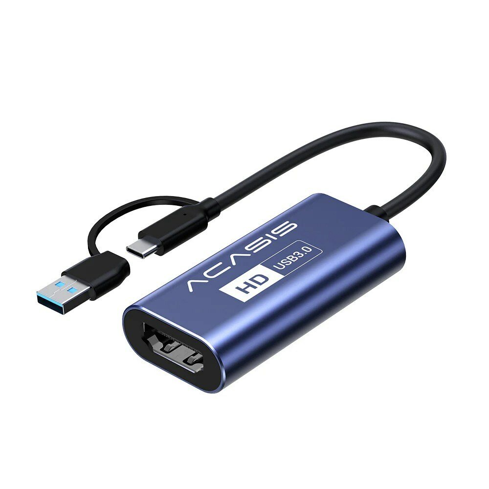 Плата видеозахвата ACASIS VC-002 HDMI -> USB Type-C/ USB-A (4K@30Hz in/1080p@60Hz out, MS2130 chip, USB 3.0)