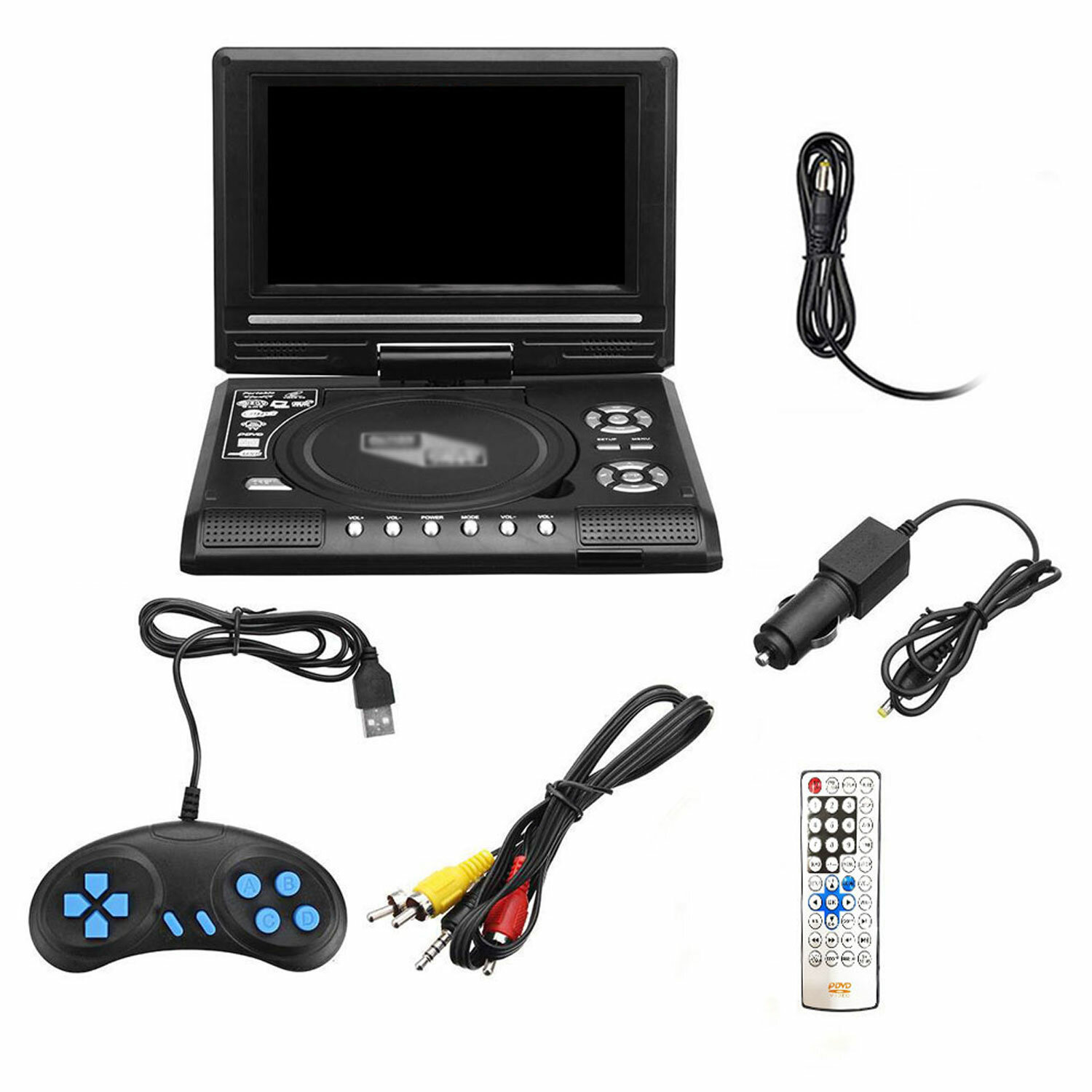 7.8 дюймовый 16:9 широкоформатный 270° поворотный LCD экран автомобильный домашний DVD плеер портативный VCD MP3 просмотрщик с игровой функцией