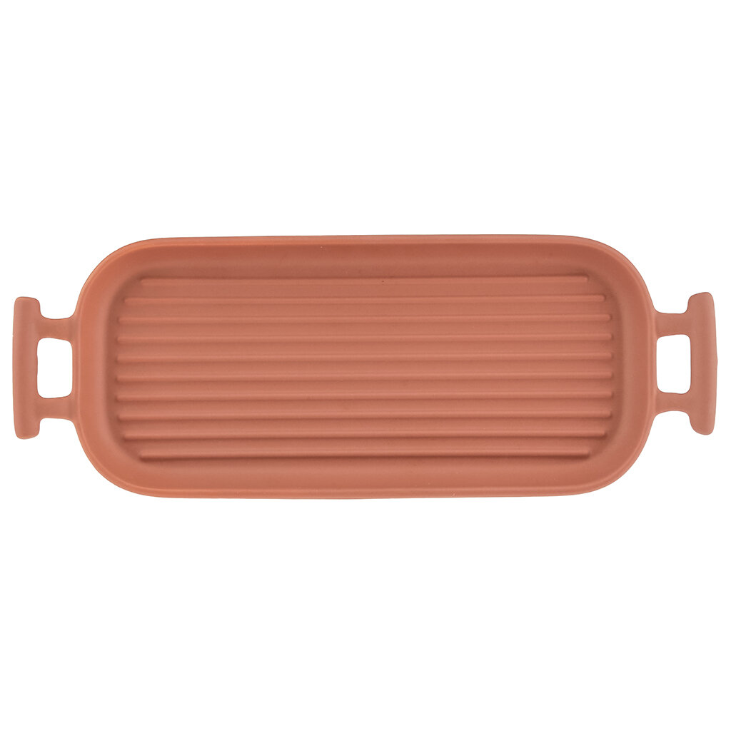 Форма для запекания КНР керамическая "Модерн", 360 мл, 26,5х10,8х2,5 см, гриль, прямоугольная, 2 ручки, общая длина 32 см, терракотовый, в коробке (AYMCD21-153)
