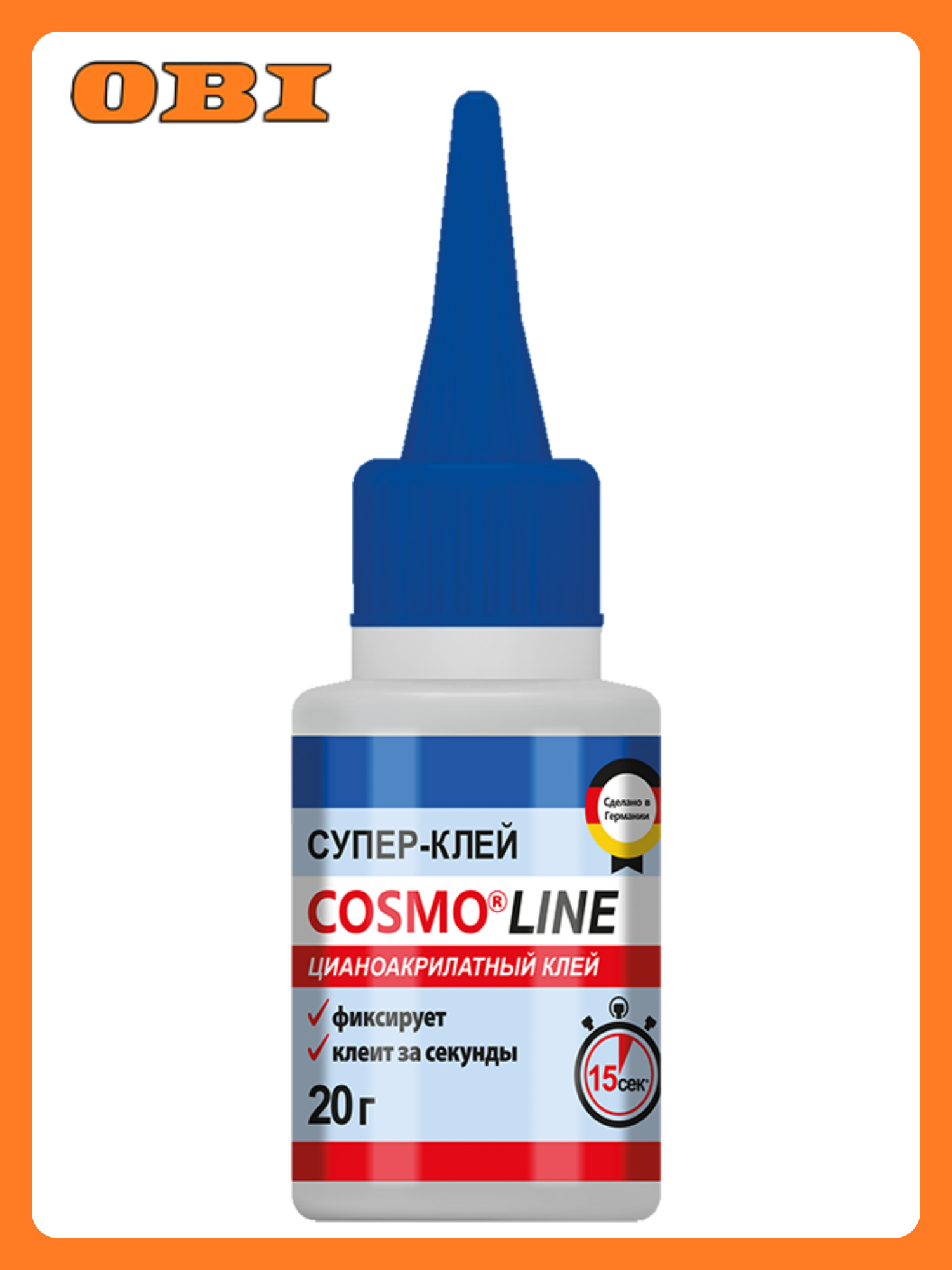 COSMO LINE (CA-500.390) Клей секундный, флакончик 20гр