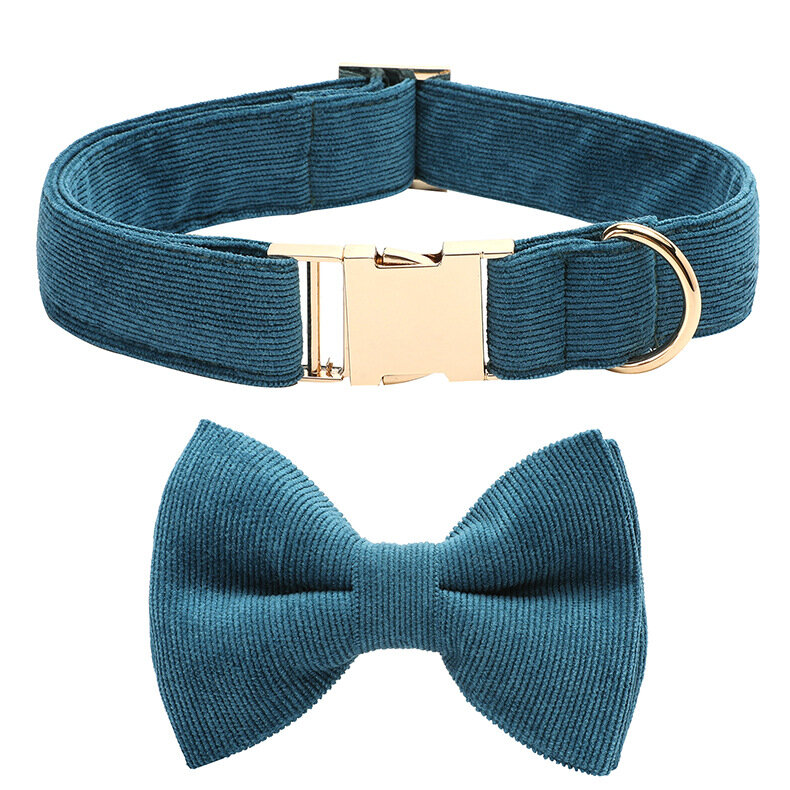 Поставка нового продукта темно-синий вельвет толстый собака прогулка воротник собака ошейник поводок костюм