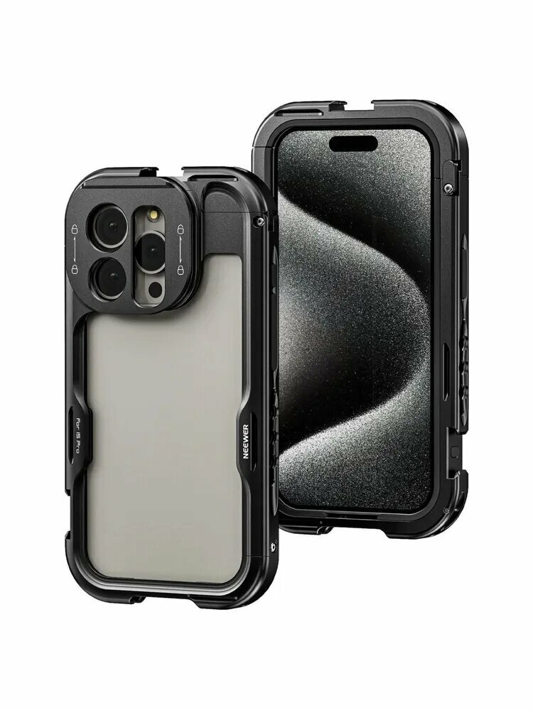 NEEWER 15 Pro Рамка 2-е поколение-- (Не подходит для 15 Pro Max), конструкция с быстрым съемом для видеосъемки и стабилизации смартфонов (совместим с объективами серии T от Moment), PA044