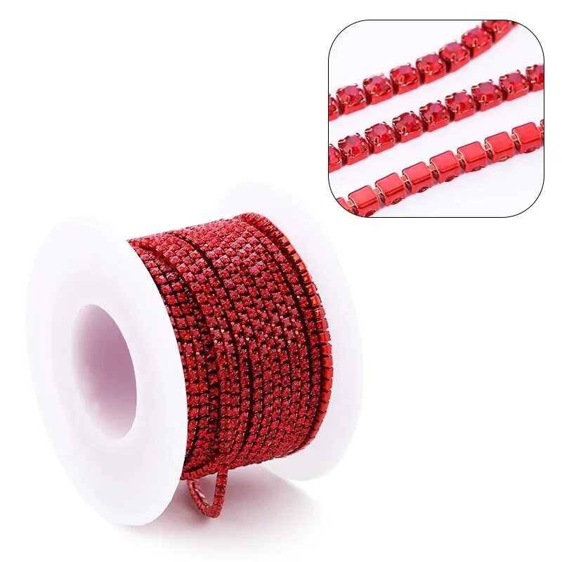 Красная цепочка со стразами DUCRYSTAL 1,82 м, Color: Lt. Siam