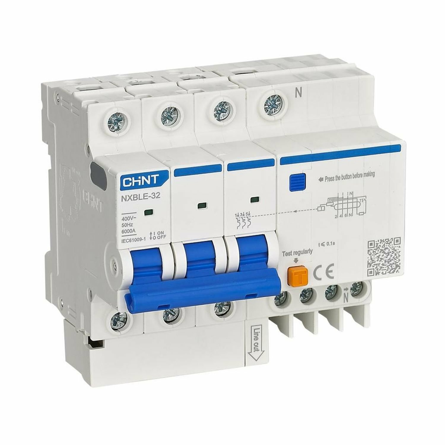 CHINT Диф. Автоматический выключатель NXBLE-32 3P+N C16 30mA тип AC 6kA (R), 819512