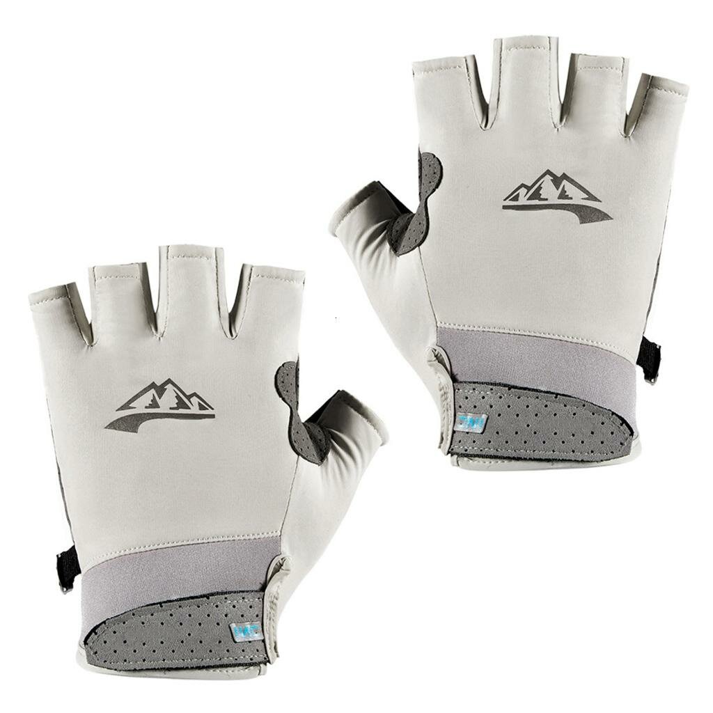 Беспалые перчатки для рыбалки, Серый - M