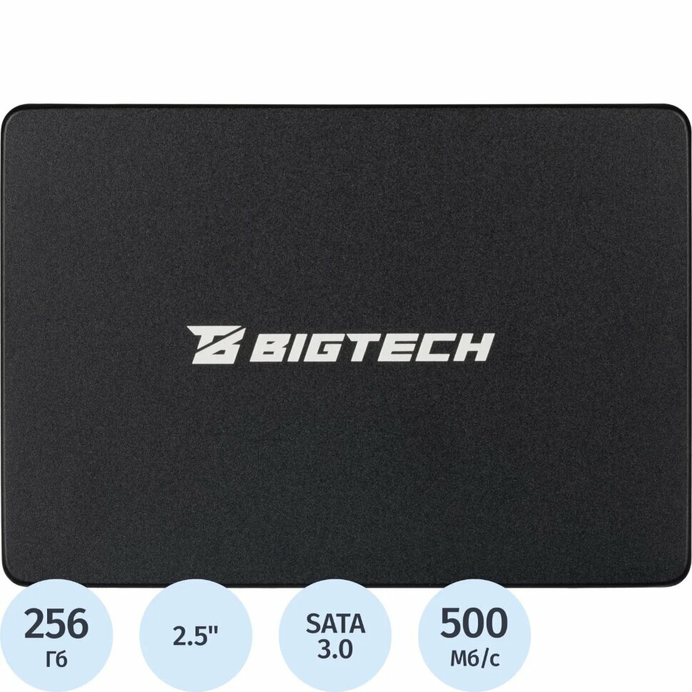 SSD накопитель BigTech 2.5, SATA, 256Gb, R/W 510/450Мб/с, TLC(BSDS256SE), 2288261