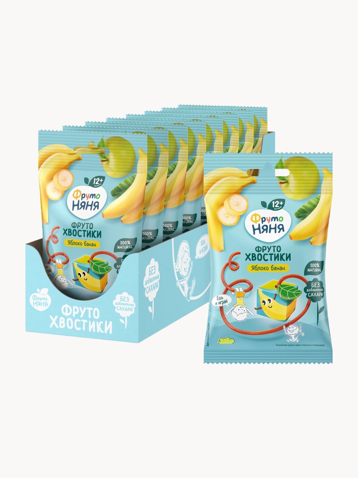 Фруктовые кусочки ФрутоНяня яблоко, банан, 15г, 8 шт