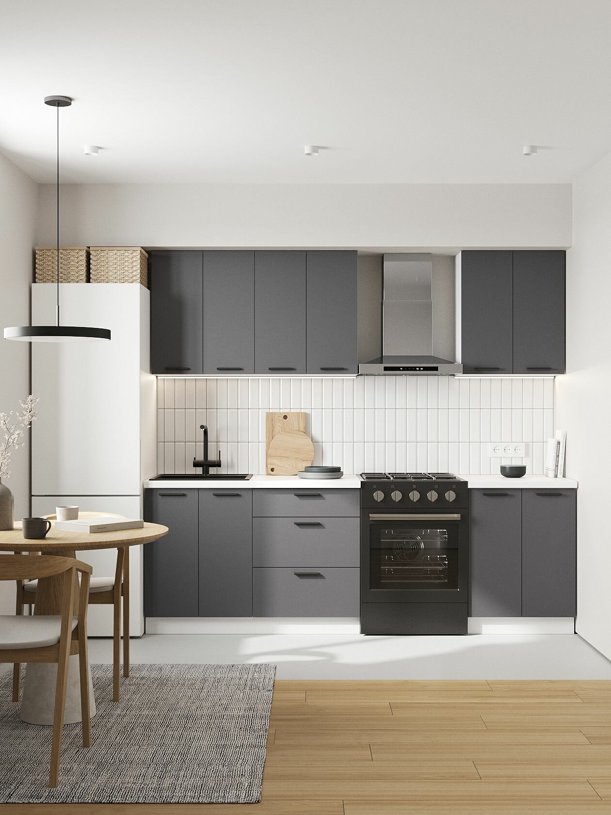 Кухонный гарнитур Урбан 1.8 м, мебель для дома и кухни, Белый / Графит серый