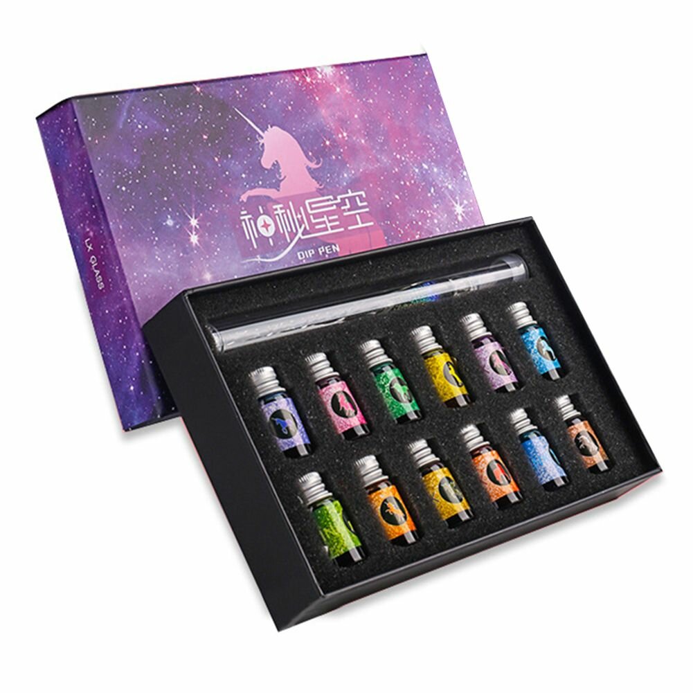 Набор Glass Dip Pen Каллиграфия Хрустальные Перья 12 Чернил