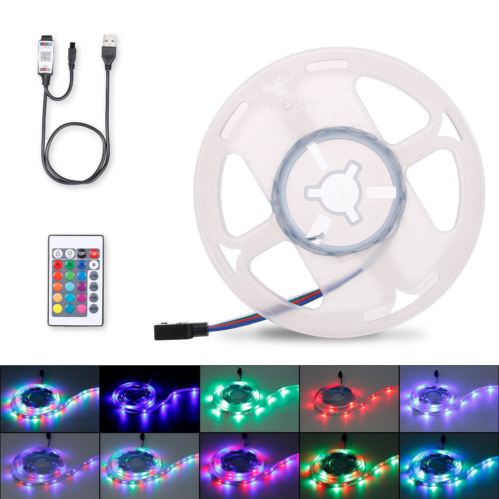 Лента светодиодная RGB с регулировкой цвета для ТВ, ПК, спальни, кухни, украшения ёлки, длина 50см, 100см, 200см, 300см, 400см, 500см, тип водонепроницаемая/неводонепроницаемая, ширина 0.8см, модель ламп 3528, количество ламп 60шт/м, угол 120 градусов,