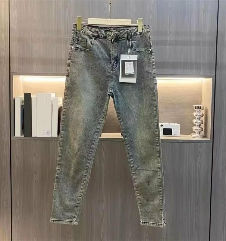 Тренд RONG CH Мужские Джинсы Американские Корейский Стиль Слим Кэжуал Деним, Размер_34