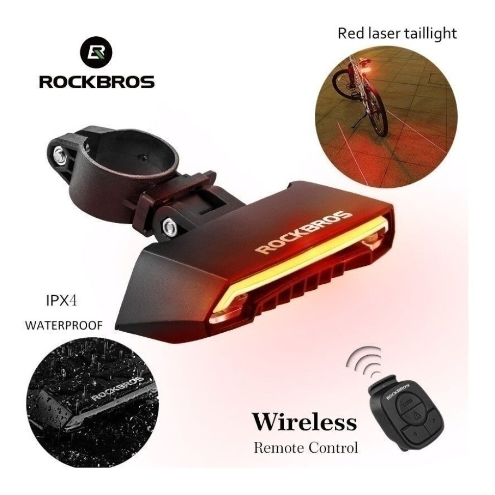 Фонарь задний ROCKBROS дистанционное управление поворотниками и стоп, USB