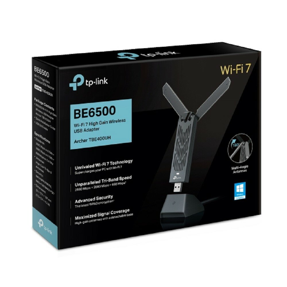 Сетевой адаптер WiFi TP-LINK TBE400UH, USB 3.0, USB Type-A, Нет 0 6 ГГц, 5 ГГц, 2.4 ГГц — фото 1