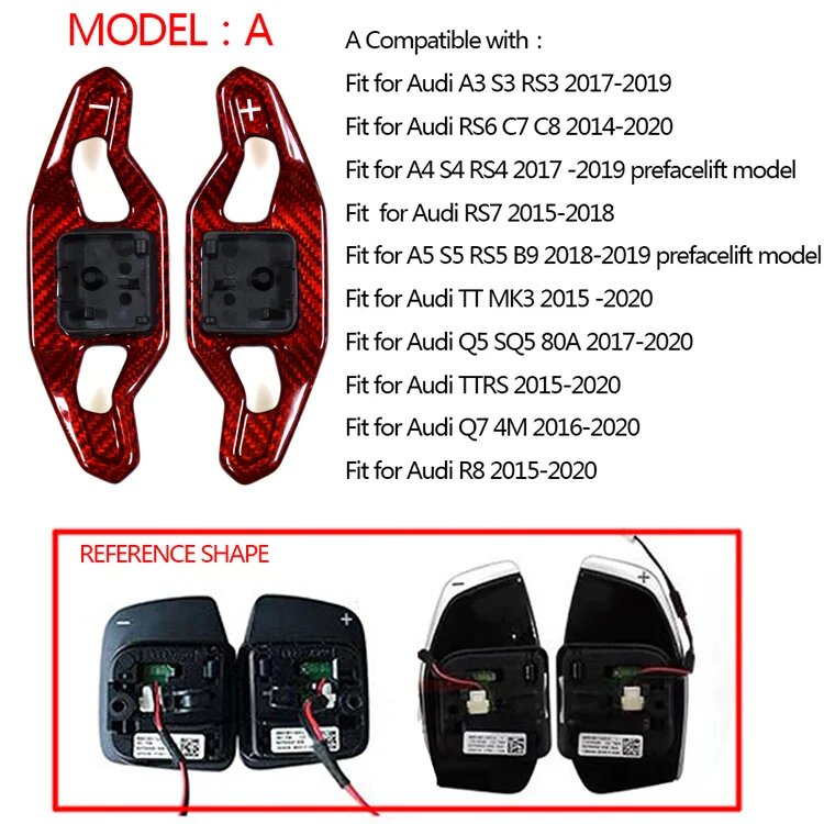 Рулевое колесо из углеродного волокна для Audi A3 S3 RS3 A4 B9 S4 RS4 A5 S5 RS5 A6 S6 A7 A8 S8 Q3 Q5 Q7 RS6 C7 C8 RS7 TT Red Type A