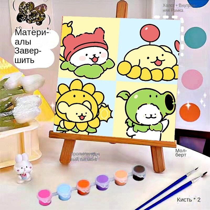 Цифровая картина маслом 20*20, аниме, раскраска маслом, ручная роспись маслом, декор для спальни.