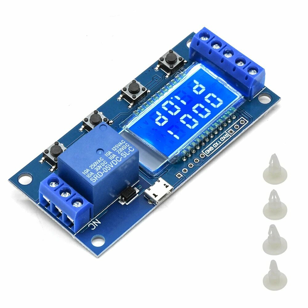 Micro USB цифровой ЖК-дисплей релейный модуль задержки времени DC 6-30 В управление многофункциональный таймер переключатель триггер цикл модуль плата