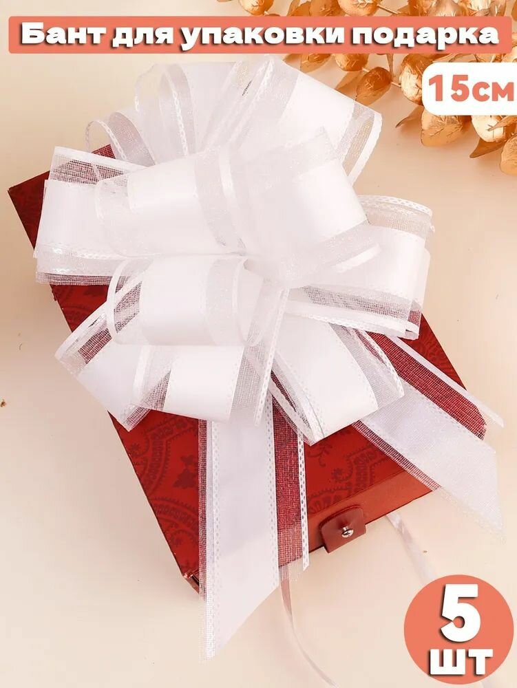 Набор подарочных бантов-бабочка 5шт. диаметр 15 см