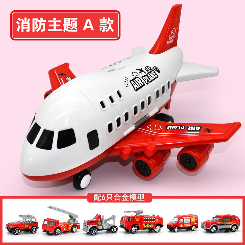 Набор игрушек для детей: большой пассажирский самолет, складная пластиковая модель самолета, инерционная игрушечная машина для мальчиков
