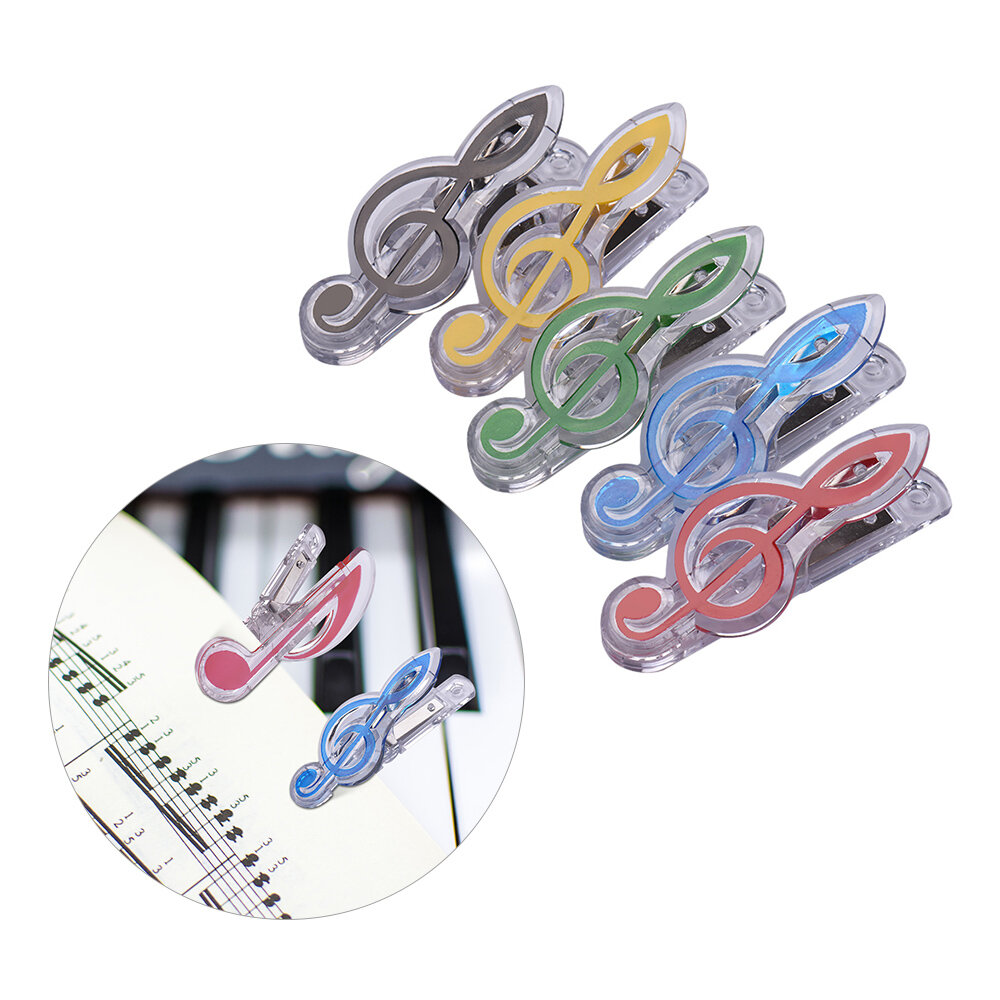 Музыкальные для нотных книг, клещи с ключевой сигнатурой, закладки, аксессуары, 5 штук, материалы PP, стиль восьмая нота, ключа С, цвета красный, желтый, синий, черный, зеленый, размер каждого около 7*2.8*2.5 см, вес каждого около 8 г, размер упаковки