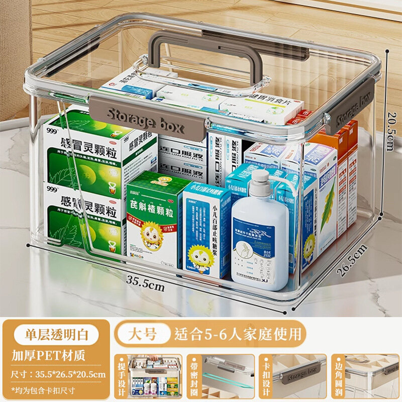 Домашняя многослойная портативная аптечка, семейная большая емкость для хранения, большая аптечка, прозрачная пластиковая аптечка