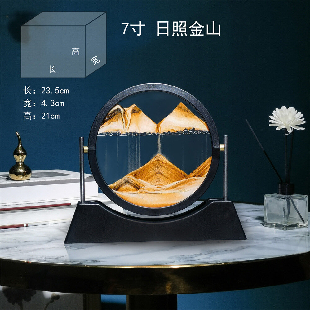 Круглая 3D стеклянная жидкостная песочная арт-фигура, роскошный домашний песочный часы, креативный песочный арт-подарок, настольный орнамент