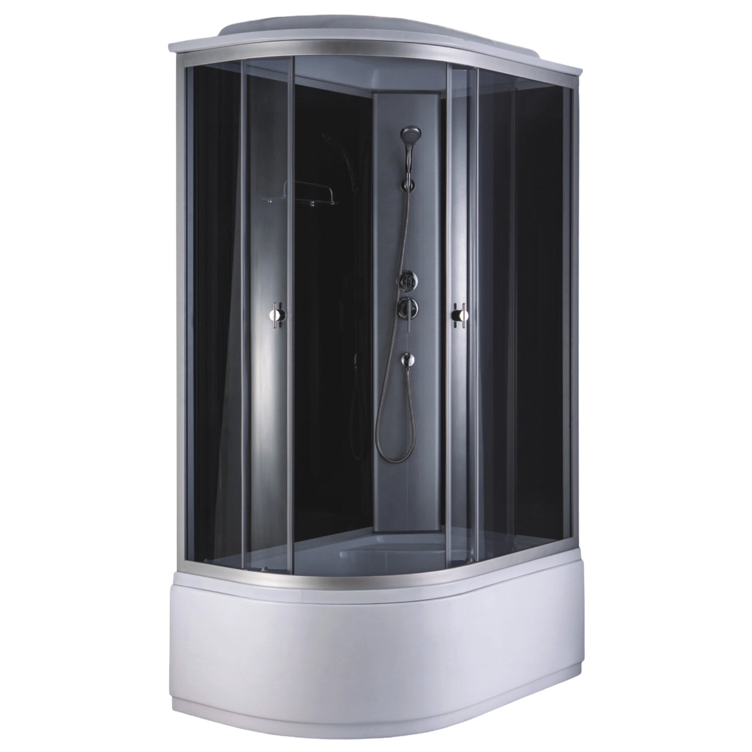 Душевая кабина Loranto 1180x780x2150 правосторонняя, черное заднее стекло, поддон 40 см, тонированное стекло 4 мм, профиль хром матовый (CS-887EATM/B-120)