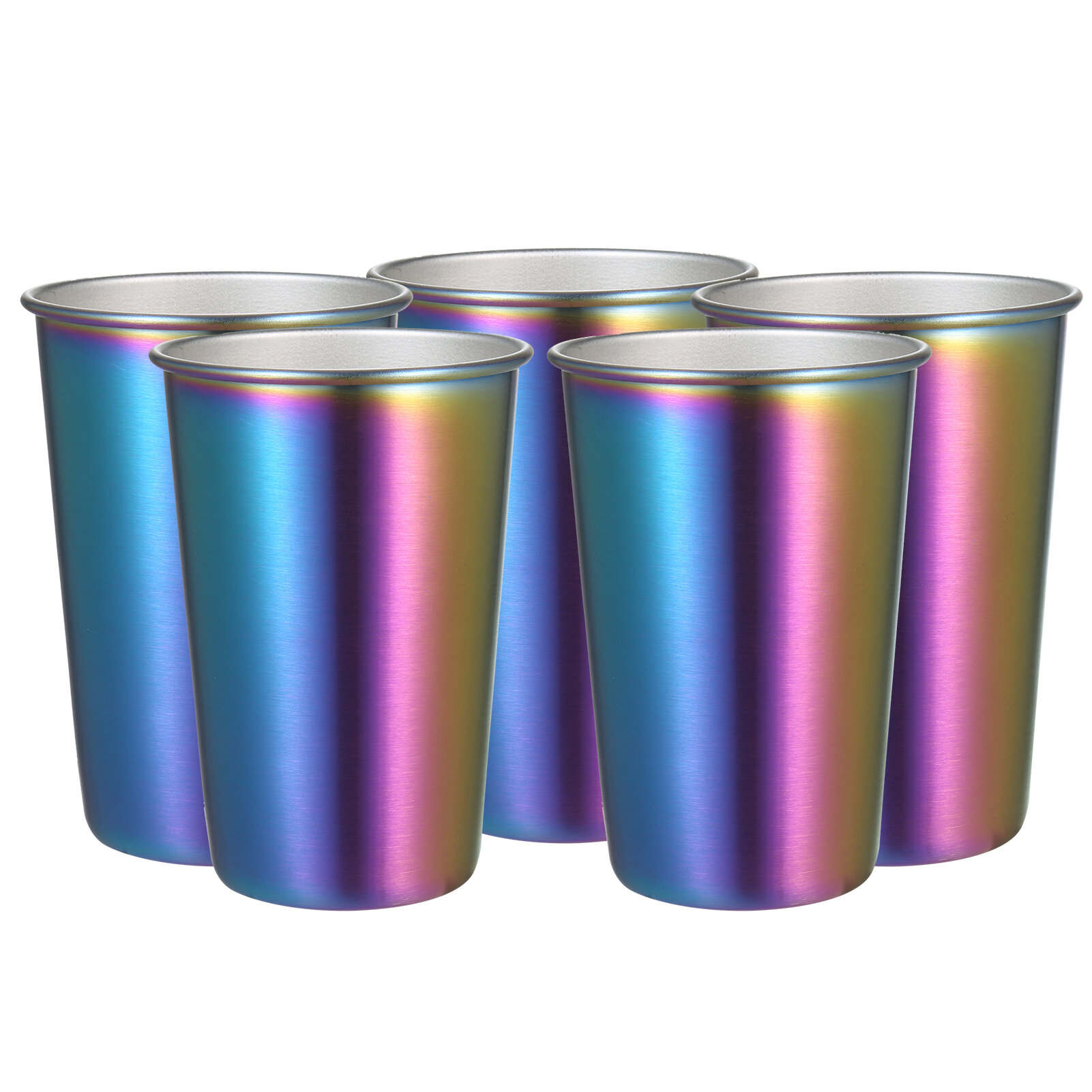 5 Pack 500ML Rainbow Stainless Steel Cup Bar Party Coffee Mug Colored Metal Tumblers Wide Mouth Cups Cold and Heat Mug Unbreakable for Indoor Outdoor Use 304 Stainless Steel Multicolor Gold 1pc 5pcs 10pcs 125*87*60mm 4.9*3.4*2.4in 92g 32oz