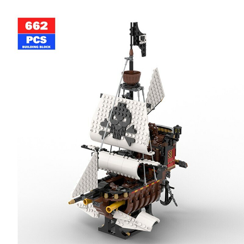 MOC Creative Model Sky Pirate Skeleton Ship Pirate Ship DIY Building Block Assembly Model Детские игрушки Праздничный подарок на день рождения (коричневый)