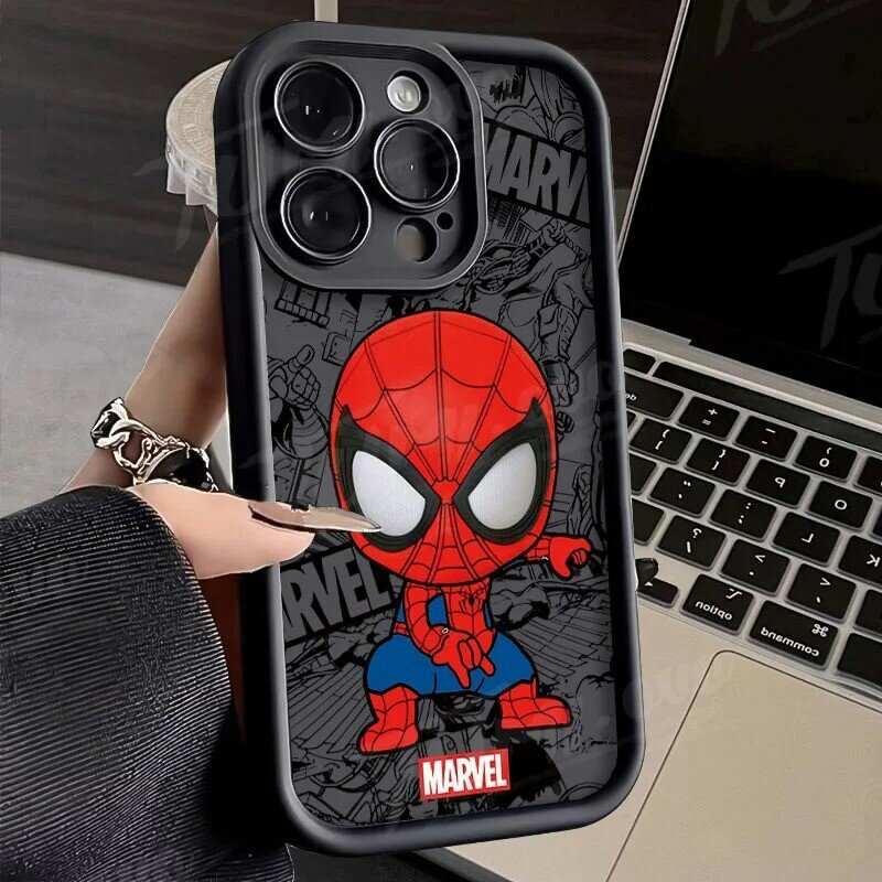 Чехол для телефона Marvel Spider-Man Cartoon, совместимый с iPhone 7–16, защитный тонкий чехол для смартфонов Apple