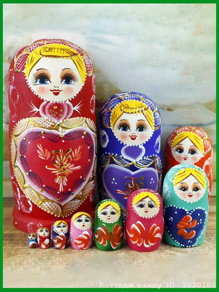 Эксклюзивный набор 10 деревянных матрешек