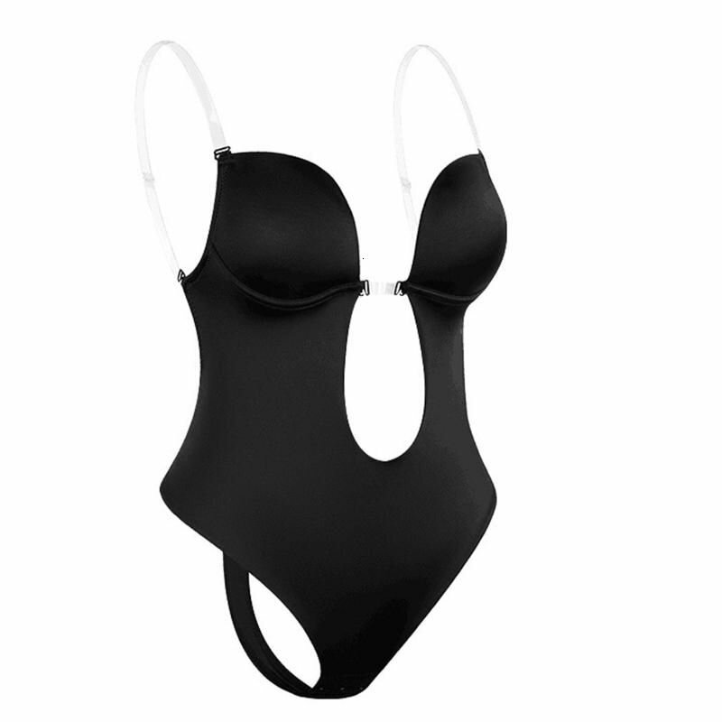 Женский боди без спинки с трусиками-стринг, Черный - XL