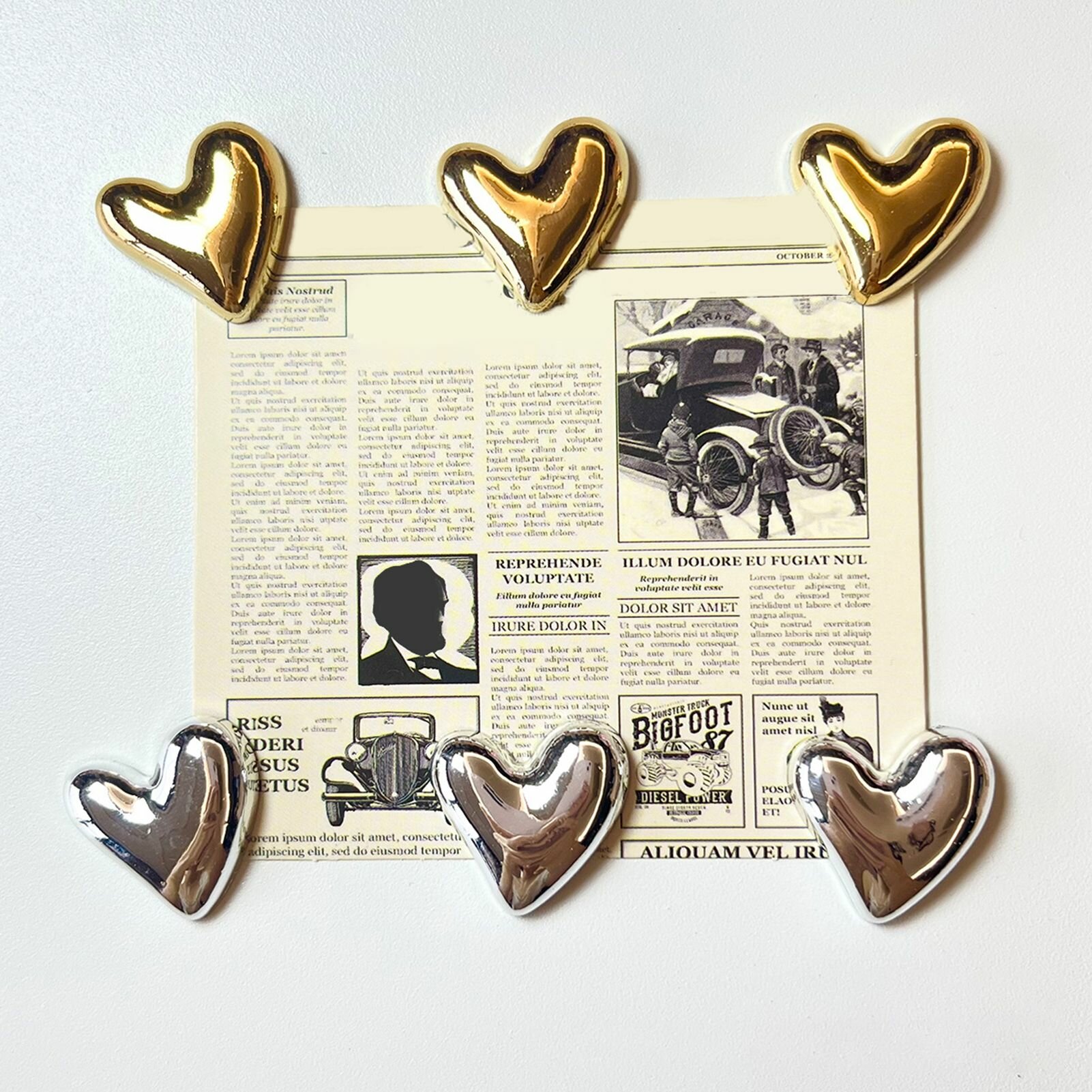 Креативные акриловые магниты в форме сердца, зеркальные заметки для холодильника, черно-белые держатели для фото