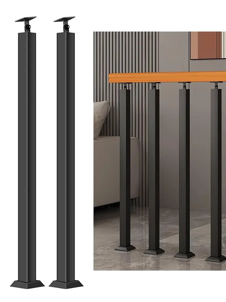 Металлические стойки для лестничных перил, кованые опоры черного цвета с креплениями для дома, лофта, крыльца