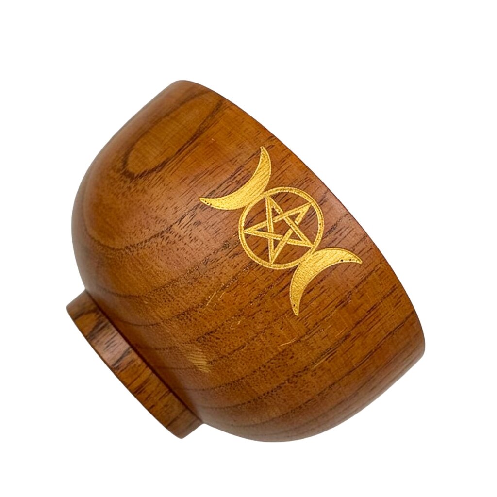 Деревянная чаша с трехфазной луной в виде пятиконечной звезды, резная хрустальная чаша, украшение для хранения фитотерапии-трехфазная луна