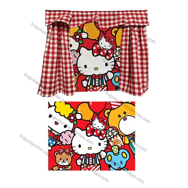 Настенная картина Hello Kitty с темой воздушных шаров и решетчатым узором, крепление на магнитах, 73x97 см
