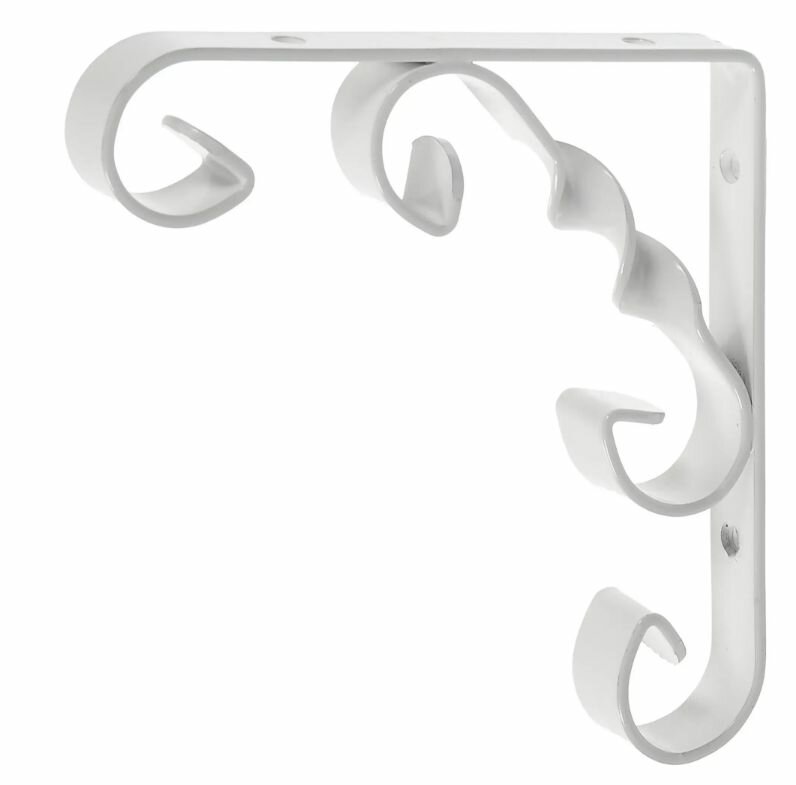 Кронштейн для полки Larvij Орнамент 10x10 см нагрузка до 21 кг металл цвет белый, 2 шт.