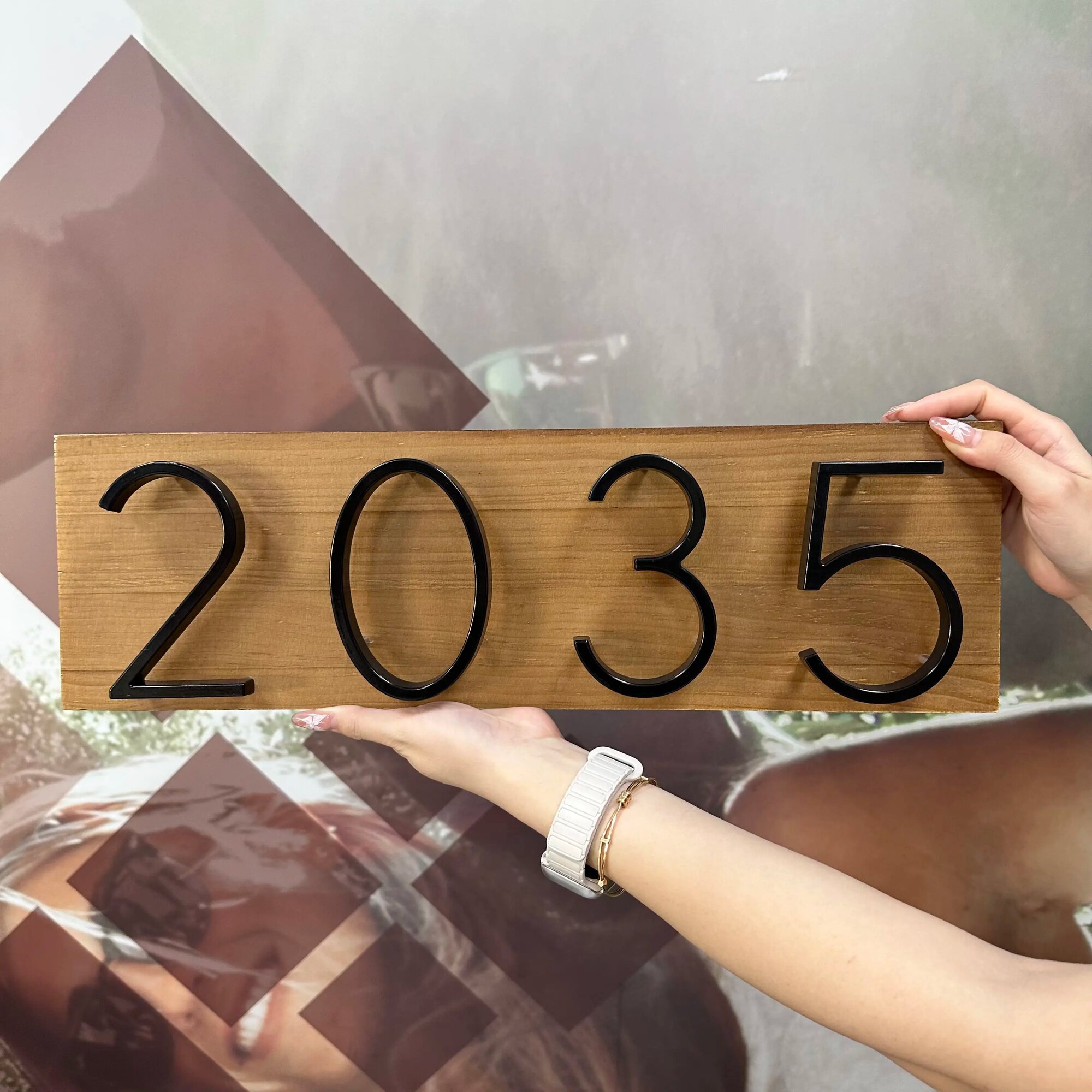 Деревянные адресные таблички 6 numbers, Horizontal Walnut