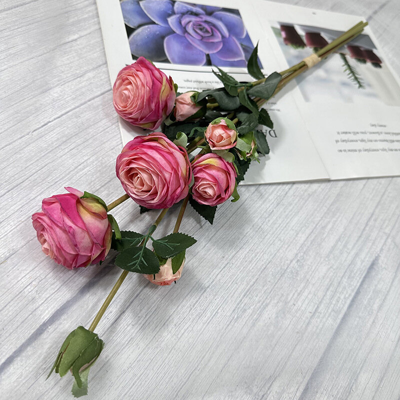 Новый продукт Искусственная жемчужная роза Сухоцветы Свадебное украшение отеля Искусственный цветок 9 голов Ручная книга Невеста Ручной цветок