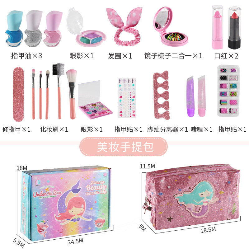 Детские косметические игрушки, набор макияжа для девочек, игровой домик, принцесса, сумочка, помада, подарок