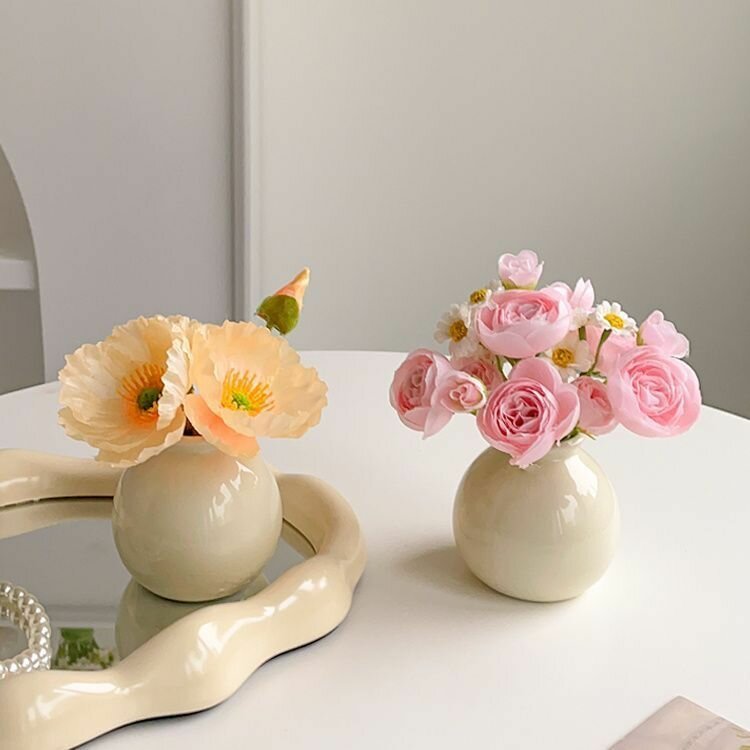 INS Простая японская мини-керамическая ваза для дома, гостиной, входа, мягкая декорация, сухоцветы, гидропонный контейнер для цветов