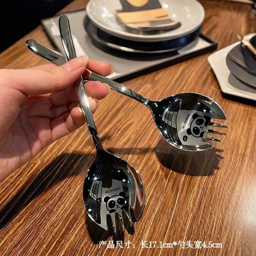 304 Нержавеющая сталь Вилка Домашняя ложка Вилка Интегрированная Два в одном 0.05kg Детская вилка для пасты Ложка для салата Вилка для салата